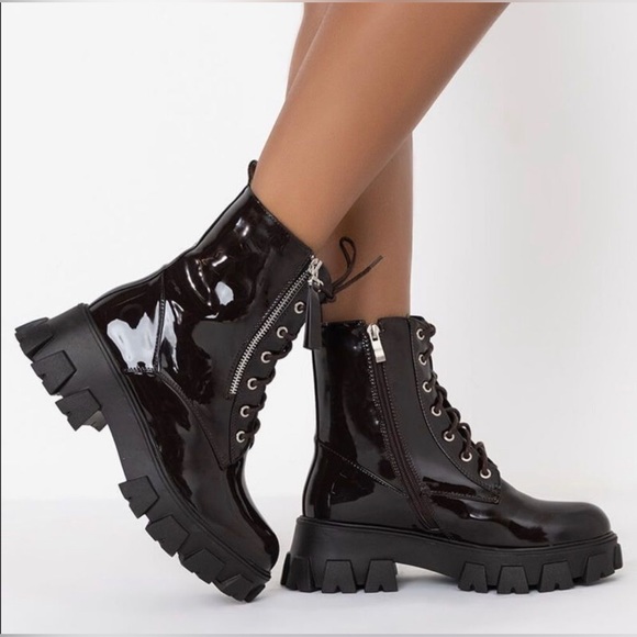 Azalea Wang | Shoes | Azalea Wang Stomp Flatform Lug Sole Laceup Zip ...